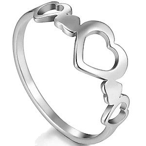 Jude Jewelers Stainless Steel Open Heart Karma Style Wedding Engagement Statement Promise Anniversary Ring (Silver, 9)