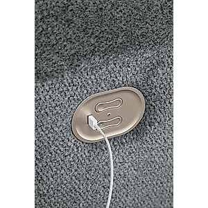 Signature Design by Ashley Tip-Off Modern Wall Hugger Power Reclining Loveseat with Adjustable Headrest, USB Ports, Storage and Cup Holders, Gray