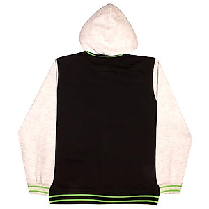 Minecraft Boys Creeper Button-Up Fleece Varsity Jacket for Kids and Toddlers (Size 10/12, Black/Grey)