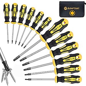 Amartisan 12-Piece Magnetic Torx Screwdrivers Set, Magnetic Torx Driver Star Screwdrivers Set T5 - T40 Best Choice