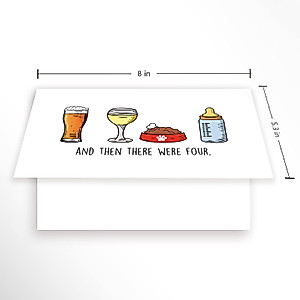 OJsensai Funny Baby Shower Card, Cute New Baby Card for New Mom Dad, Congratulation Card for Couple, And Then There Were Four