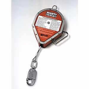 Self-Retracting Lifeline With 30' Stainless Steel Cable With Carabiner & Tag Line