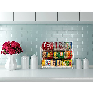 Atlantic Gravity-Fed Compact Single Canrack - Kitchen Organizer, Durable Steel Construction, Size Fits Most Pantries, PN1002 in White