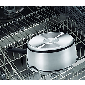 T-fal C91124 Excite Stainless Steel Dishwasher Safe Oven Safe PTFE-PFOA-Free Saucepan Cookware, 3-Quart, Silver