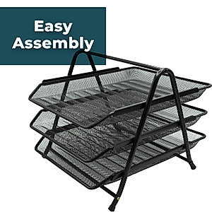 Greenco Letter Tray Desk Organizer, 3-Tier Mesh Paper Tray, Document, Letter, Office Paper Organizer, Black
