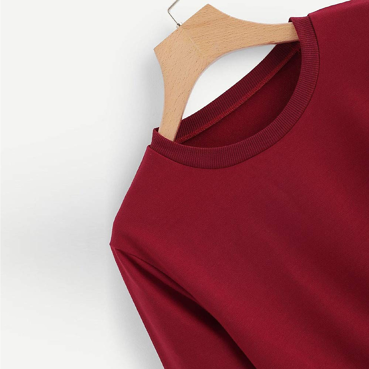 T-shirt for Women THENLIAN Women Letters Printing Long Sleeve Sweatshirt Short Pullover Tops Blouse(Red, S)