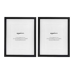 Amazon Basics 11" x 14" Rectangular Photo Picture Frame, (8" x 10" With Mat), 2-Pack, Black, 15.2 Inch L x 12.2 Inch W