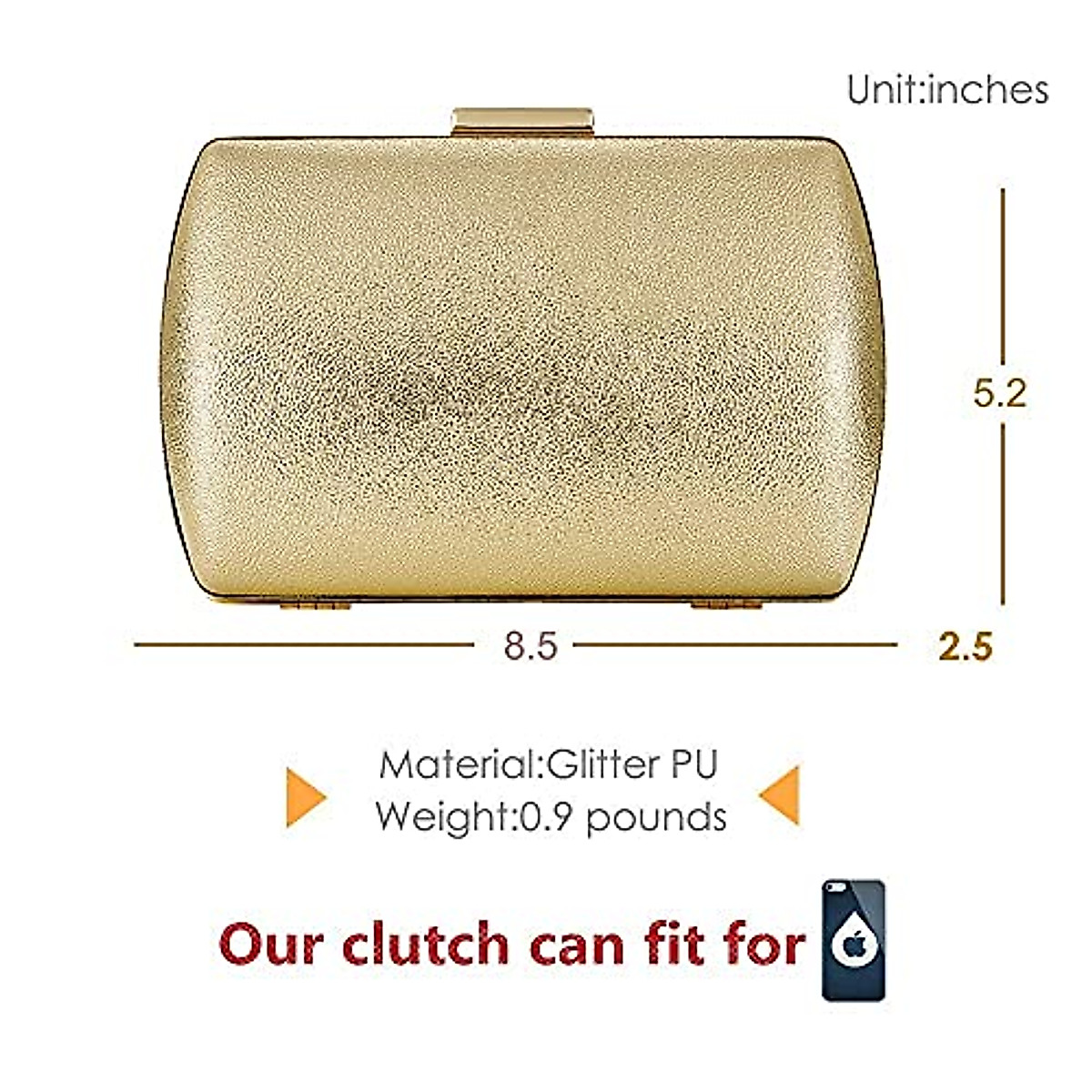 BENCOMOM Women's Gold Clutch,Gold Evening Clutch Purses For Women Evening Gold Clutch Bags Shoulder Crossbody Handbags Bridal Prom Wedding Party gold Purse With Detachable Chain