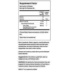 Swanson High Concentrate Omega-3 Fish Oil - Essential Fatty Acids - (120 Softgels, 680mg Each) 2 Pack