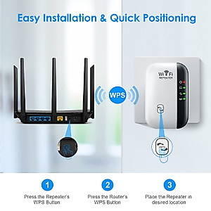 WiFi Extender Signal Booster Up to 2640sq.ft The Newest Generation, Wireless Internet Repeater, Long Range Amplifier with Ethernet Port, Access Point, 1-Tap Setup, Alexa Compatible N300