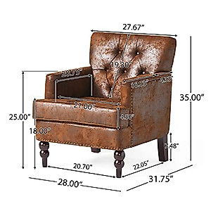 Christopher Knight Home Malone Tufted Club Chair, Brown 28D x 29.5W x 33.5H Inch