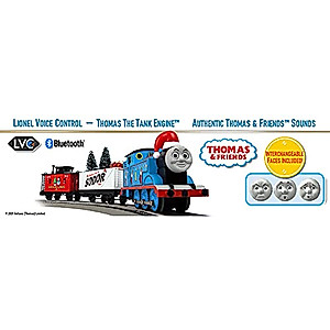 Lionel Thomas & Friends Christmas Freight Electric O Gauge Bluetooth Train Set with Remote, Blue,red and White