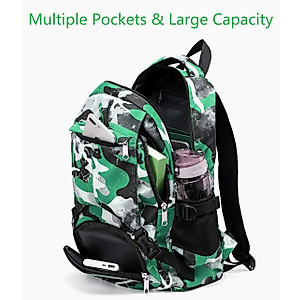 BLUEFAIRY Kids Backpacks for Boys Girls Elementary School Bags Bookbag Kindergarten Primary Secondary (Green Camo)
