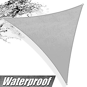 ColourTree 12' x 12' x 12' Grey TADT12 Triangle Waterproof Sun Shade Sail Canopy Awning Shelter, 95% UV Blockage Water Resistant, Outdoor Patio Garden Carport (We Customize)
