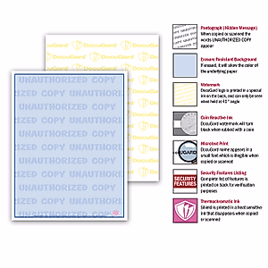 DocuGard Advanced Blue Multi-Purpose Security Paper, 7 Features, 8.5 x 11 Inches, 24 lb, 500 Sheets (04546)