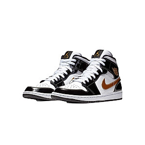 Jordan Mens Air 1 Mid SE 852542 007 Black Gold Patent Leather - Size 10.5
