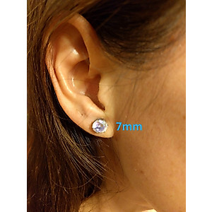 5 Pairs of Surgical Stainless Steel Aurora Borealis Crystal CZ Stud Earrings 3,4,5,6, & 7mm