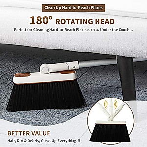 Jekayla Broom and Dustpan Set for Home with 54" Long Handle, Upright and Lightweight Dust pan and Brush Combo for Kitchen Room Office Lobby Floor Cleaning, Brown and Grey