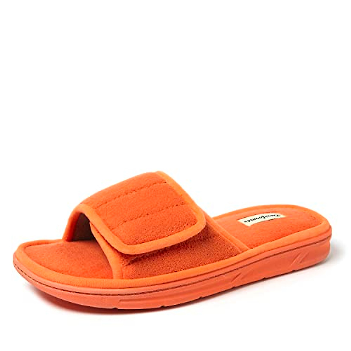 Dearfoams Men's Adjustable Indoor/Outdoor Memory Foam Machine Washable Summer Slide Slipper, Mandarin, 9-10