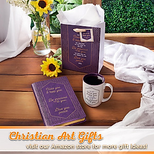Christian Art Gifts Decorative Portrait Gift Bag with Tissue Paper Set for Women: The Lord Bless You and Keep You - Numbers 6:24 Inspirational Bible Verse, Purple, Medium