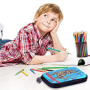 gxtvo Kids Pencil Case for Boys, Cute Dinosaur Pencil Box, School Large Capacity Pencil Bag with Double Zipper