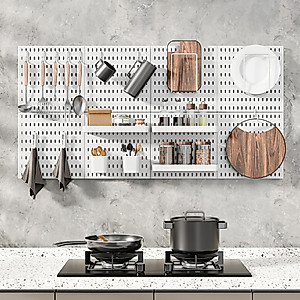 MULSAME Pegboard Combination Kit, 25.2" x 25.2" Wall Mounted Storage Set with 4 Pegboards & 20 Accessories Hanging, Peg Boards Organizer