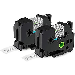 Buyalot Compatible Label Tape Replacement for Brother Ptouch TZe Label Maker Tape TZe-155 TZ-155 24mm 0.94 Inch White on Clear Label Tape, Compatible with Brother D600 P700 P750W, 2-Pack