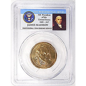 2007 P Pos. A James Madison Presidential Dollar PCGS MS 65 FDI Presidential Label Holder