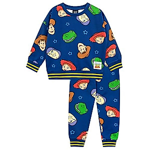 Disney Toy Story Outfit | Boys Sweatshirt and Joggers Co Ord Set | Woody And Buzz Tracksuit For Children | Blue | 3T