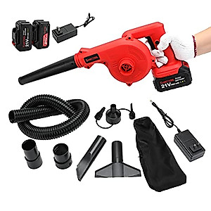 Cordless Mini Blower, 2-in-1 Small Blower with 2 Lithium Battery,Portable Blower for Inflating,Blowing Leaf,Clearing Dust & Small Trash,Car by SHINTYOOL