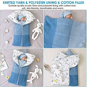 Petyoung Newborn Baby Swaddle Blanket, Multifunction Stroller Wrap Sleeping Mat Thick Warm Sleeping Bag for Baby Boys Girls 0-12 Months
