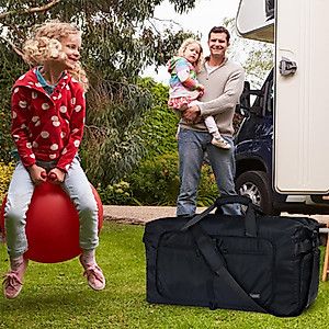 Fmeida 65L Duffle Bag with Shoes Compartment, Foldable Travel Duffel Bags for Men Women, Large Packable Travel Bag Water-Repellent & Tear-Resistant (Black)