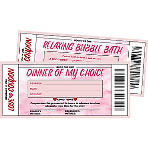 Love Voucher Cards for Him and Her - Romantic Gift for Birthdays, Anniversaries, Valentine's Day - 18 Unique Watercolor Themed Cards