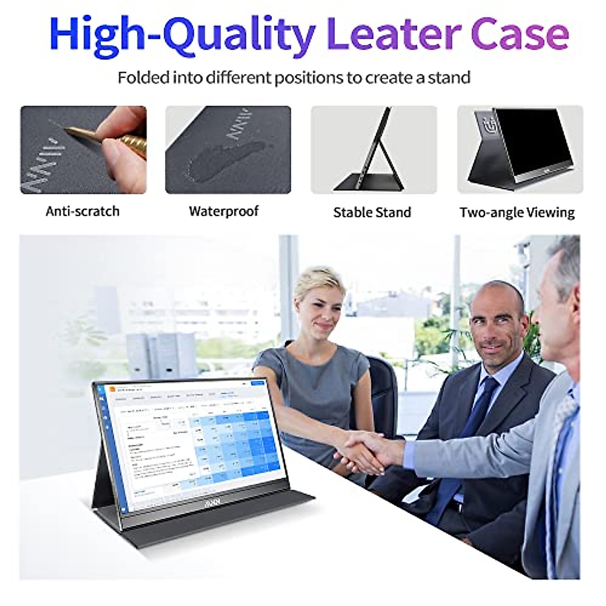 MNN Portable Monitor 15.6inch FHD 1080P Laptop Monitor USB C HDMI Gaming Ultra-Slim IPS Display w/Smart Cover & Speakers,HDR Plug&Play, External Monitor for Laptop PC Phone Mac Xbox PS5/PS4 Switch