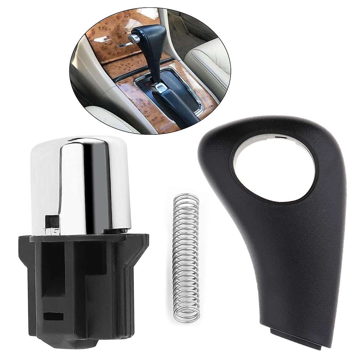 LEIMO KPARTS 54132-SDA-A81 Shifter Shift Button Knob Repair Kit + 54141-SDA-A81 Shift Knob Side Plate for 2003-2006 Honda Accord