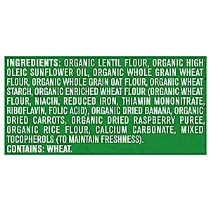 Gerber Organic Baby Food, Toddler, Plant-tastic, plantsYum Hearts, Lentil Banana Carrot Raspberry, 1.48 oz, Pack of 4