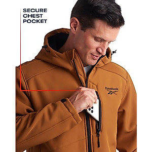 Reebok Men's Jacket - Weather Resistant Fleece Lined Softshell Jacket Coat - Lightweight Casual Coat for Men (M-XXL), Size Medium, Timber