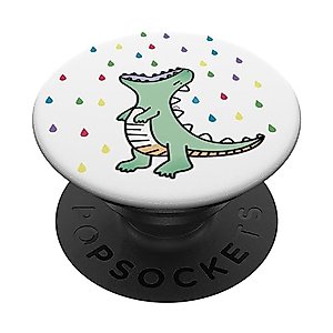 Rainbow Dinosaur Illustration Design Phone Popper PopSockets Standard PopGrip
