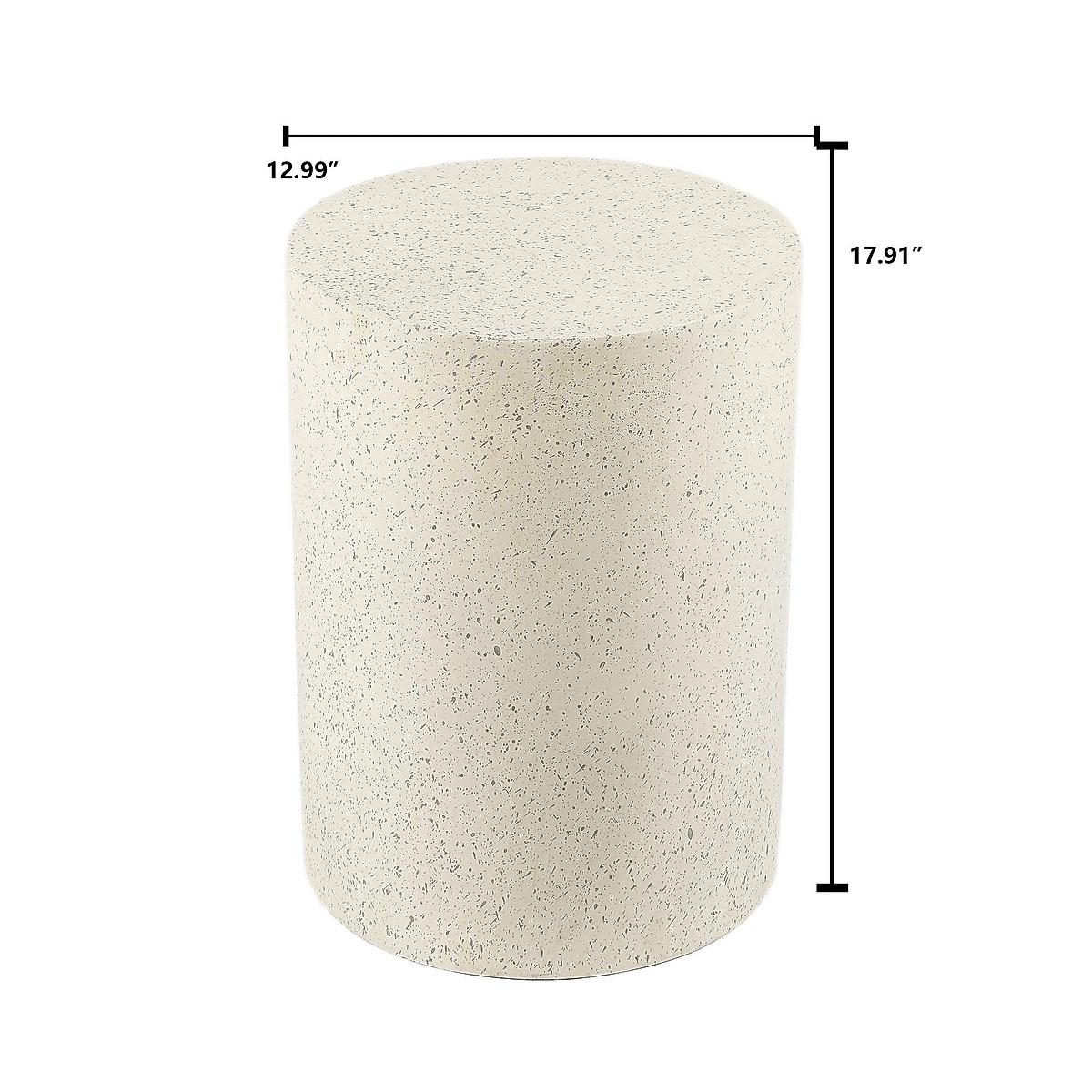 LuxenHome Outdoor Side Table, 18 Inch Cement End Tables for Patio, Garden Small Accent Decorative Stool, Tree Stump Stool Plant Stand Drum Table Indoor and