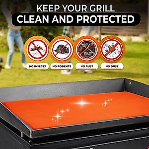 Silicone Griddle Mat For BlackStone 36 inch,Heavy Duty Food Grade Silicone Mat, Protective Top Covers from Rodents, Insects, Debris, and Rust (With 1 Grease Cup).Orange