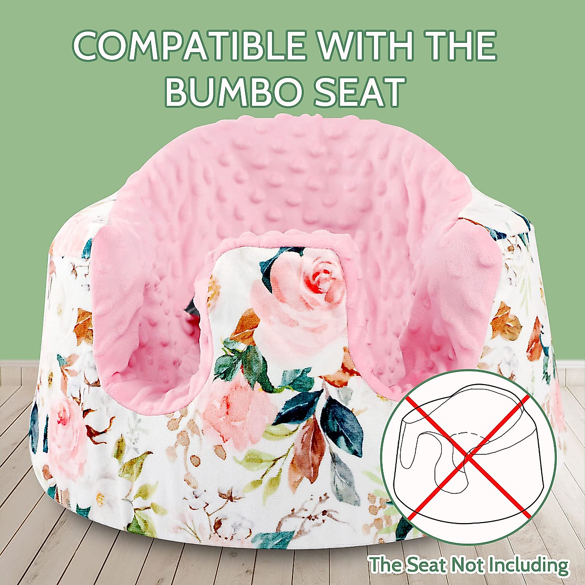 DILIMI Minky Seat Cover Compatible with Bumbo Seat, Removable Ultra Soft Comfortable Warm Seat Slipcover for Baby Girl and Boy, Pink Flower