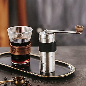 Ankrs Manual Coffee Bean Grinder, Stainless Steel Manual Ceramic Burr Mini Coffee Grinder, Portable Small Hand Coffee Grinder for Aeropress, Chemex, Expresso Grinder for Camp, Kitchen, Office-Brown