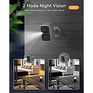 LongPlus Wireless Outdoor Security Camera, Battery Powered Cameras for Home Security Wireless WiFi with Night Vision, Motion Detection,Siren Alarm,Spotlight,2Way Audio (White)