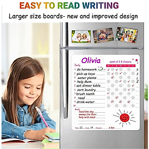 2 Pcs Chore Chart for Kids Multiple Kids with 5 Magnetic Markers & Star Eraser- Behavior Reward Chart - Fridge Weekly Schedule White Board - Teens Adults Family - Home School Responsibility Planner