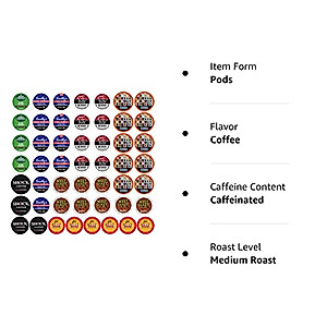 High Caffeine Coffee Pods Variety Pack - Sample The Strongest Coffee From the Top Brands with Our Extra Caffeine Sampler of 50 Coffee Pods Compatible with Keurig K Cup Coffee Makers