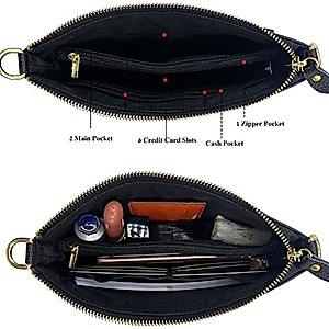 Beurlike Leather Wristlet Wallet Clutch Purses For Women Small Crossbody Phone Bags (Black)