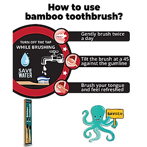 SAVSEA Bamboo Toothbrush Soft Bristles with Medium Bristles for Adults (2 Toothbrushes)