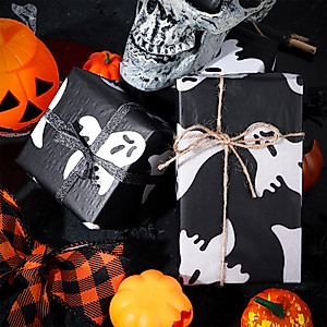 Kavoc 60 Sheets 20 x 20 Inch Large Size Halloween Tissue Paper White Ghost Art Tissue Paper Carnival Horror Pattern Tissue Paper Set Halloween Decorative Paper for Gift Wrapping Mardi Gras Birthday Wedding Party Gift Bag DIY Pompom Confetti Crafts