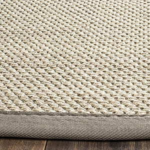 SAFAVIEH Natural Fiber Collection Area Rug - 8' x 10', Marble & Khaki, Border Sisal Design, Easy Care, Ideal for High Traffic Areas in Living Room, Bedroom (NF143E)