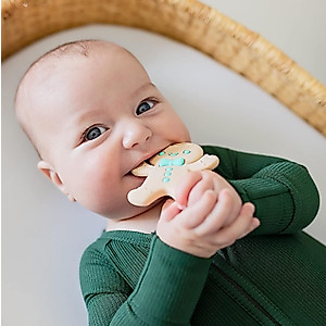 Nuby All Silicone Holiday Tree & Gingerbread Man Cookie Teether – 2 Pack, 3+ Months